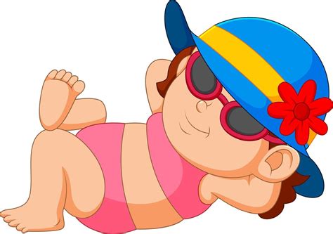 Woman In Bikini And Sun Hat Relaxing At Sunny Beach 13323469 Vector Art