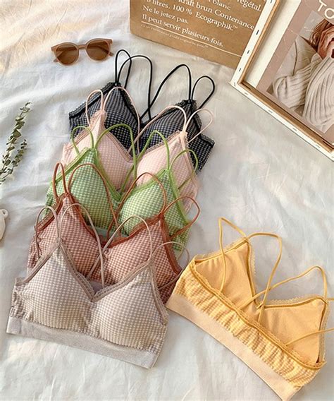 로맨시스 노와이어 체크 레이스 브라렛 볼륨 브라탑 새가슴 브라 와이어리스 편한 브래지어 예쁜 속옷