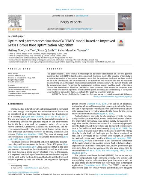 Pdf Optimized Parameter Estimation Of A Pemfc Model Based On Improved Grass Fibrous Root