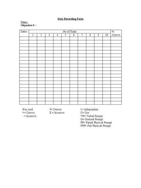 Data Recording Form