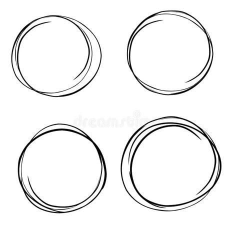 Hand Drawn Circle Line Sketch Set Pencil And Pen Graffiti Bubbles Stock Image Image Of