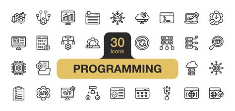 Set Of 30 Programming Icon Element Set Includes Algorithm Analysis