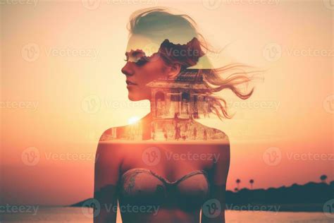 Summer Themed Double Exposure Bikini Portrait Stock Photo At Vecteezy