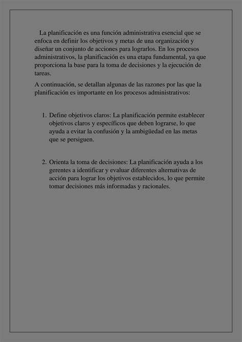SOLUTION La Planificaci N Es Una Funci N Administrativa Esencial Que