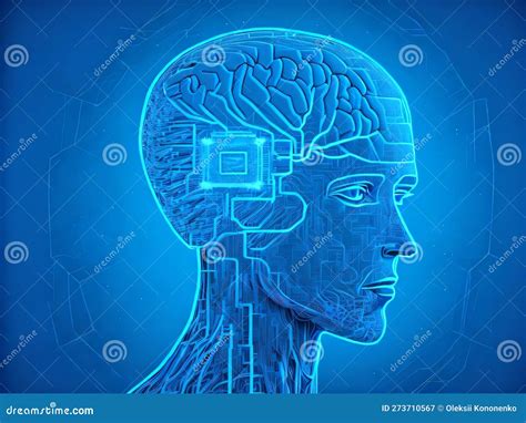 Artificial Intelligence Human Head Outline With Circuit Board Inside Technology And