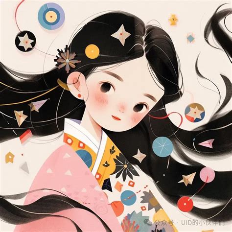 一组可爱的国风人物头像ai设计