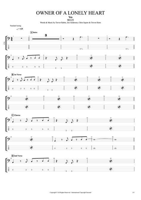 Owner Of A Lonely Heart Tab By Yes Guitar Pro Full Score Mysongbook