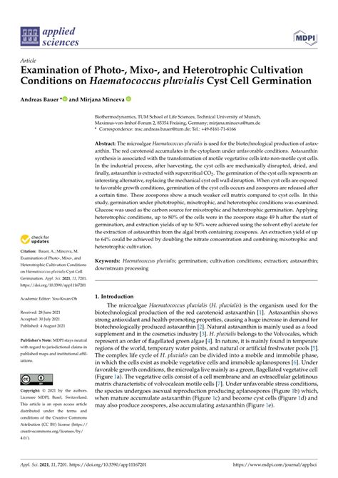 PDF Examination Of Photo Mixo And Heterotrophic Cultivation Conditions On Haematococcus