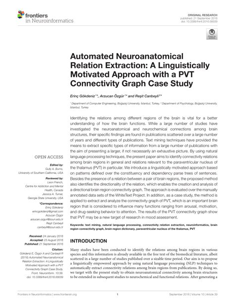 Pdf Automated Neuroanatomical Relation Extraction A Linguistically