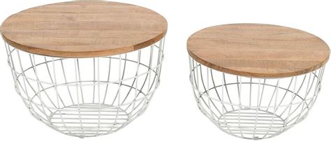 Global Archive Rondo Nested Storage Basket Coffee Tables Set Of 2 In