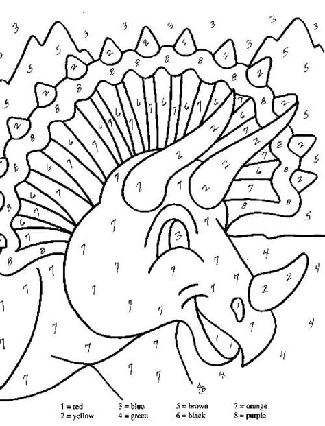 Cute Triceratops Color By Number Coloring Page Free Printable