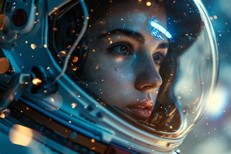 Premium Photo Astronaut Spaceship Sexy Woman In Space Generate Ai