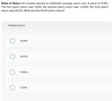 Solved Rates Of Return An Investor Earned An Arithmetic