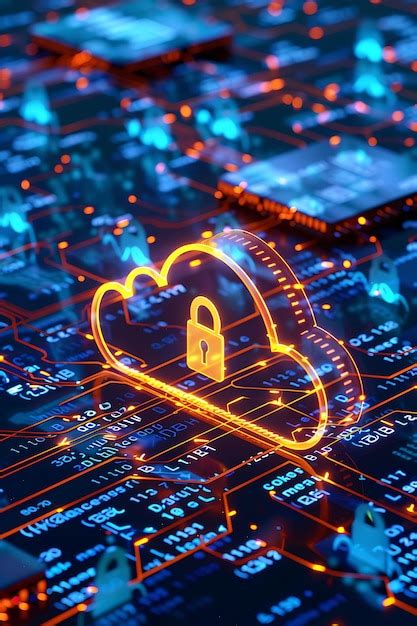 Digital Encryption Securing Cloud Networks Firewalls Glowing Around