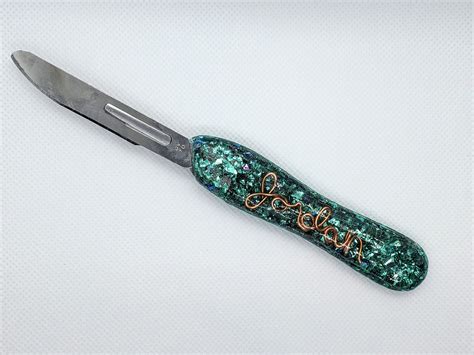 Custom Scalpel Handle Blue And White Resin Br