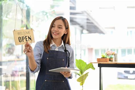Portrait Beautiful Asian Female Waitress Or Barista Taking An Orders
