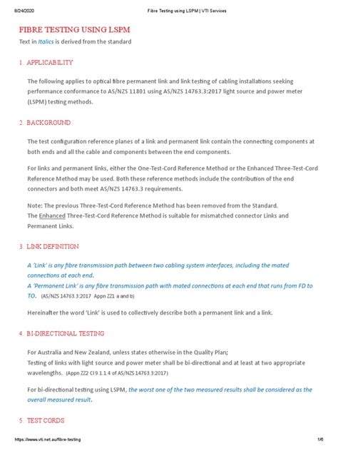 Fibre Testing Using Lspm Vti Services Pdf Electrical Engineering