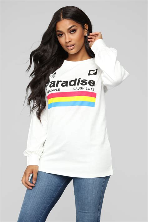 Paradise Tunic Top White Fashion Nova Screens Tops And Bottoms