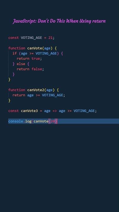javascript don t do this when using return youtube