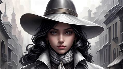 Девушка в белом плаще и шляпе на улице старого города · 2560x1440 Qhd And Wqhd 16 9 бесплатная