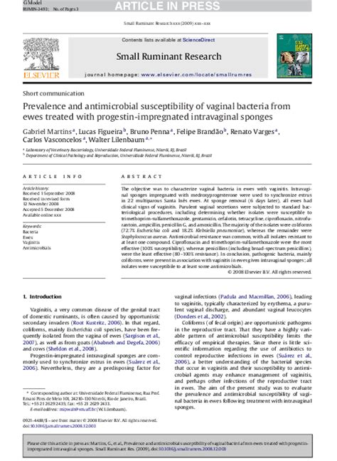 Pdf Prevalence And Antimicrobial Susceptibility Of Vaginal Bacteria