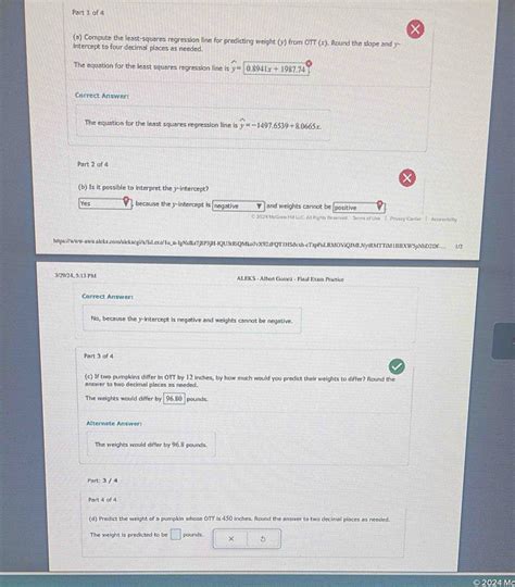 Solved Part 1 Of 4 A Compute The Least Squares Regression Line For