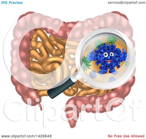 Clipart of a Happy Blue Gut Flora Character Giving Two Thumbs up Under ...