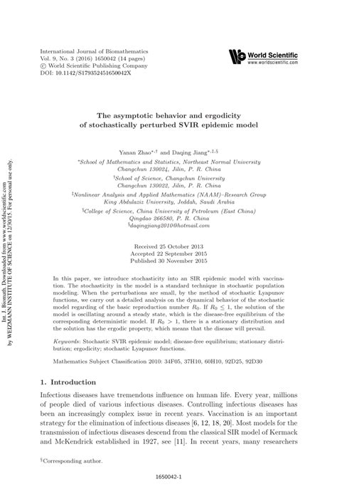 Pdf The Asymptotic Behavior And Ergodicity Of Stochastically