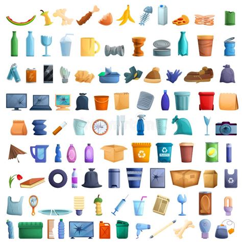 Iconos Fijados Estilo De La Basura De La Historieta Ilustración Del