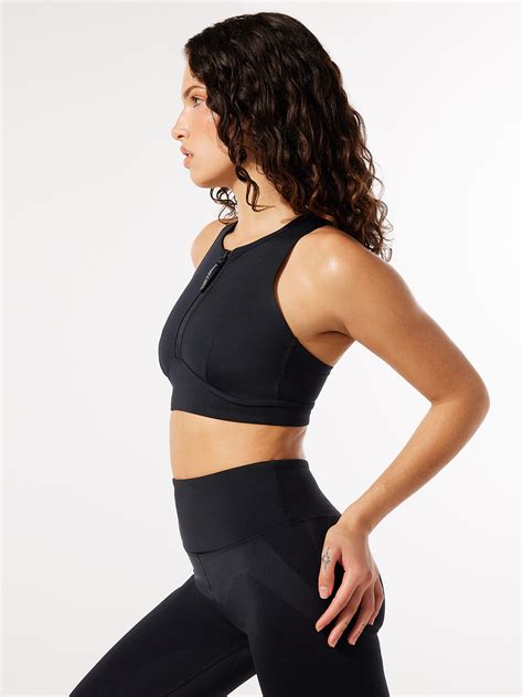 Locked And Lifted Half Zip Medium Impact Sports Bra In Black Savage X Fenty