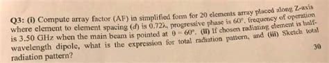 Solved Q3 I Compute Array Factor Af In Simplified Form