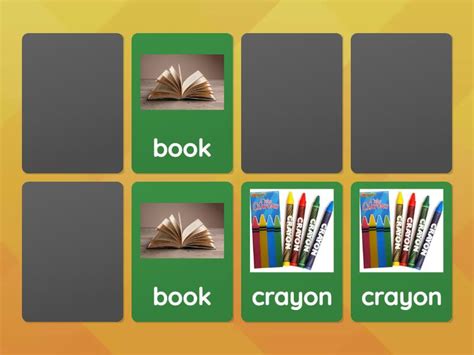 Classroom Objects Matching Pairs