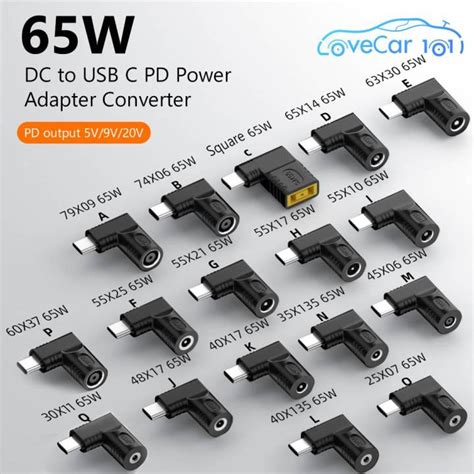 DC To USB C PD Power Connector PD65W Type C To DC Jack Plug Fast
