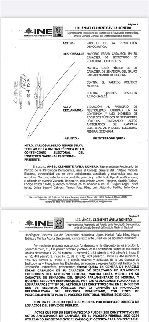 Prd Denuncia A Ebrard Ante El Ine Por Actos Anticipados De Campaña