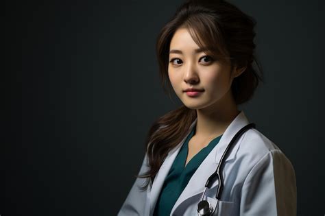 Premium Ai Image An Asian Woman In A White Coat And Stethoscope