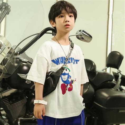 木瓜汁2021夏款新款男童女童纯棉短袖t恤中大童儿童童装韩版09051虎窝淘