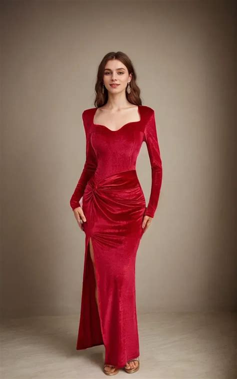 Red Solid Sweetheart Neck Maxi Dress Newme
