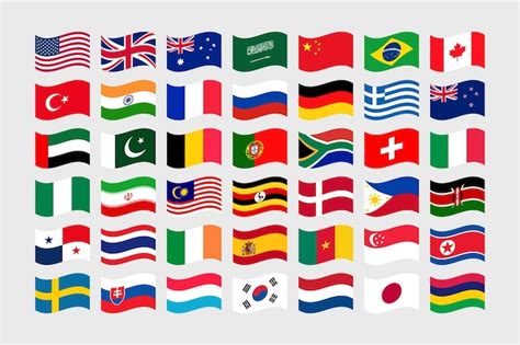 Conjunto De Coleção De Bandeiras De Países Gigantes Do Mundo Vetor