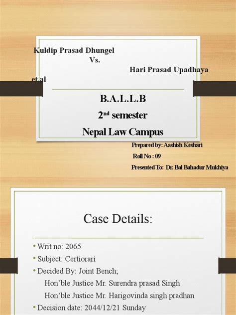 Aashish Keshari Kuldip Prasad Dhungel Vs Hari Prasad Upadhaya Pdf