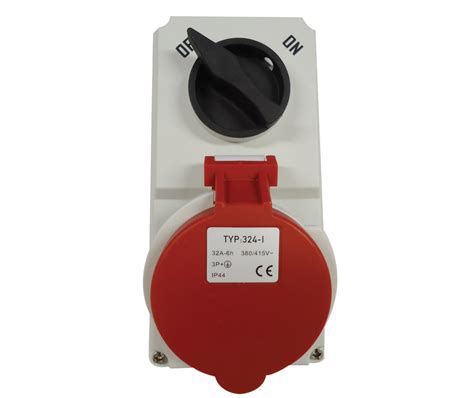 16a And 32a Switched Socket Interlocked Surface Mounting Ip44 Ofam Electrical