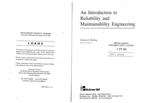 An Introduction To Reliability And Maintainability Engineering Charl