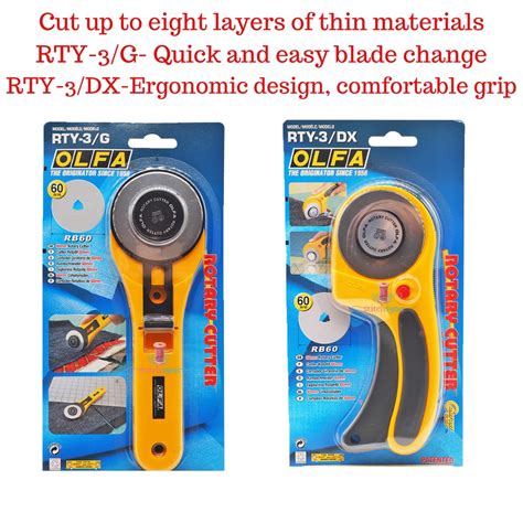 OLFA 60mm Ergonomic Rotary Cutter RTY 3 DX Straight Handle Rotary