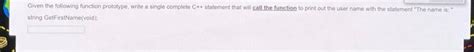 Solved Given The Following Function Prototype Write A