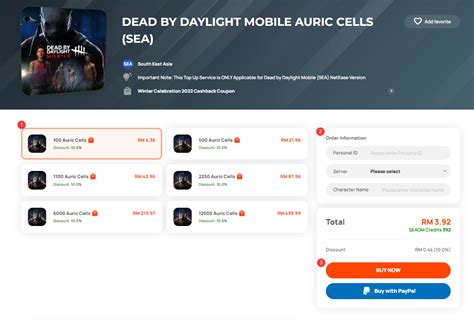 How To Top Up Dead By Daylight Mobile Auric Cells Sea In Seagm