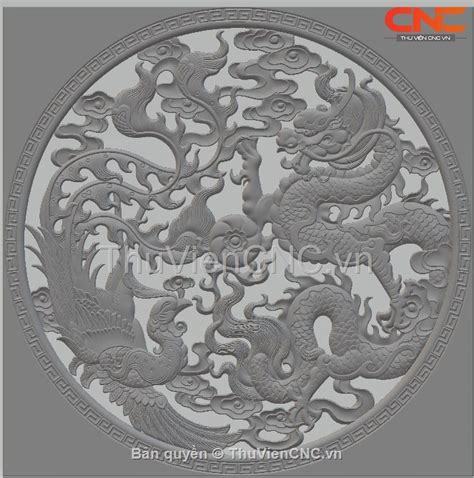 Tranh đĩa 3d Cnc Rồng Phượng File Stl