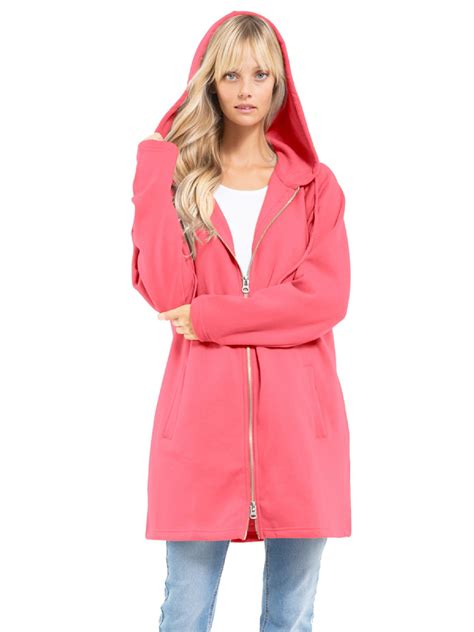 Made By Olivia Womens Casual Oversized Loose Fit Zip Up Pullover