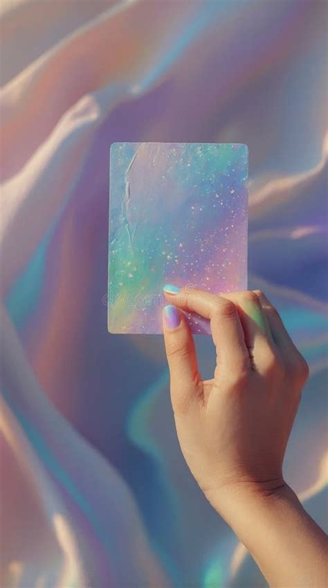 A Person Holding A Small Object With An Holographic Effect Stock Illustration Illustration Of