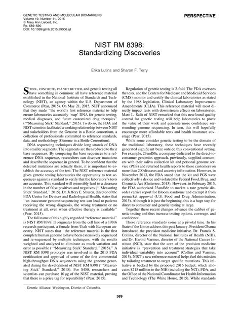 pdf nist rm 8398 standardizing discoveries