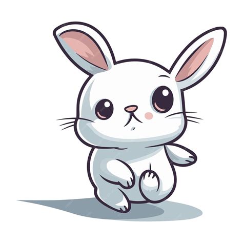 Premium Vector Cute Cartoon Rabbit Isolated On A White Background