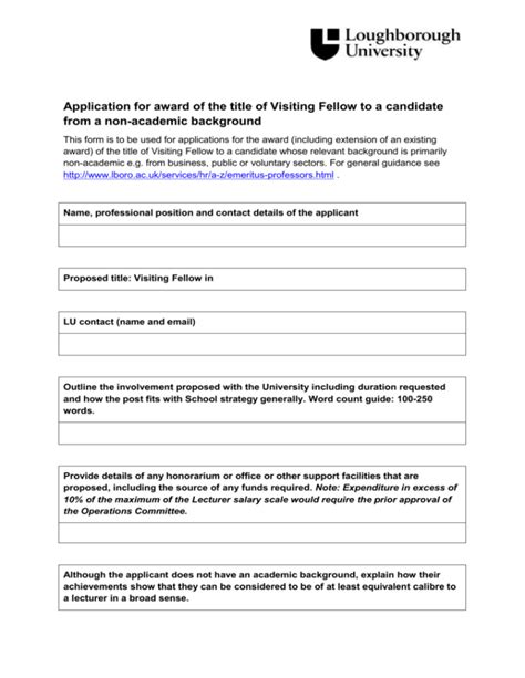 Visiting Fellow Application Form Non Academic Background